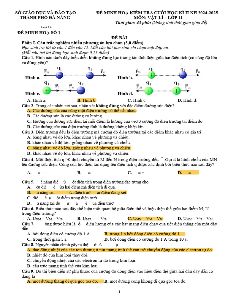 Đề Minh Họa CK2 Lớp 11 Năm 224 25 | PDF