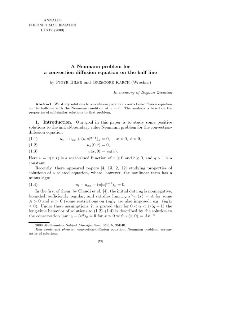 A Neumann Problem For A Convection Diffu | PDF | Inequality ...