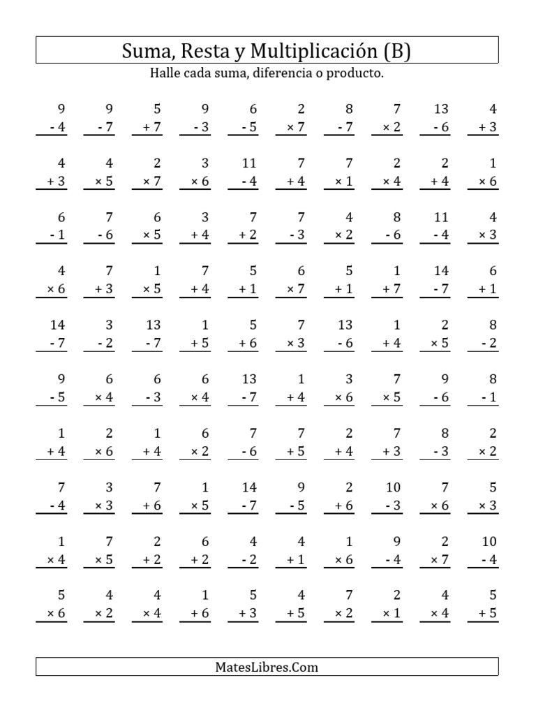 Operaciones Mixtas Asm Vertical 100 0107 0107 002qp.1371800872 | PDF