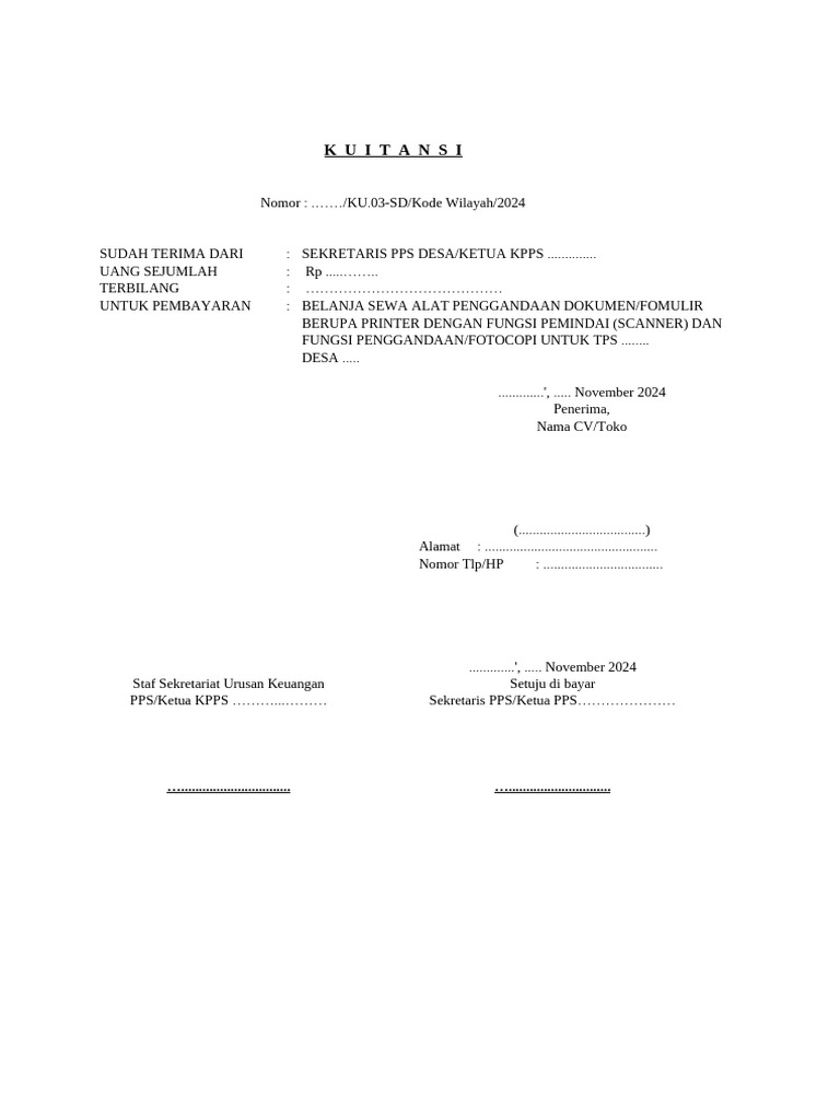 Kuitansi Belanja Sewa Scan | PDF