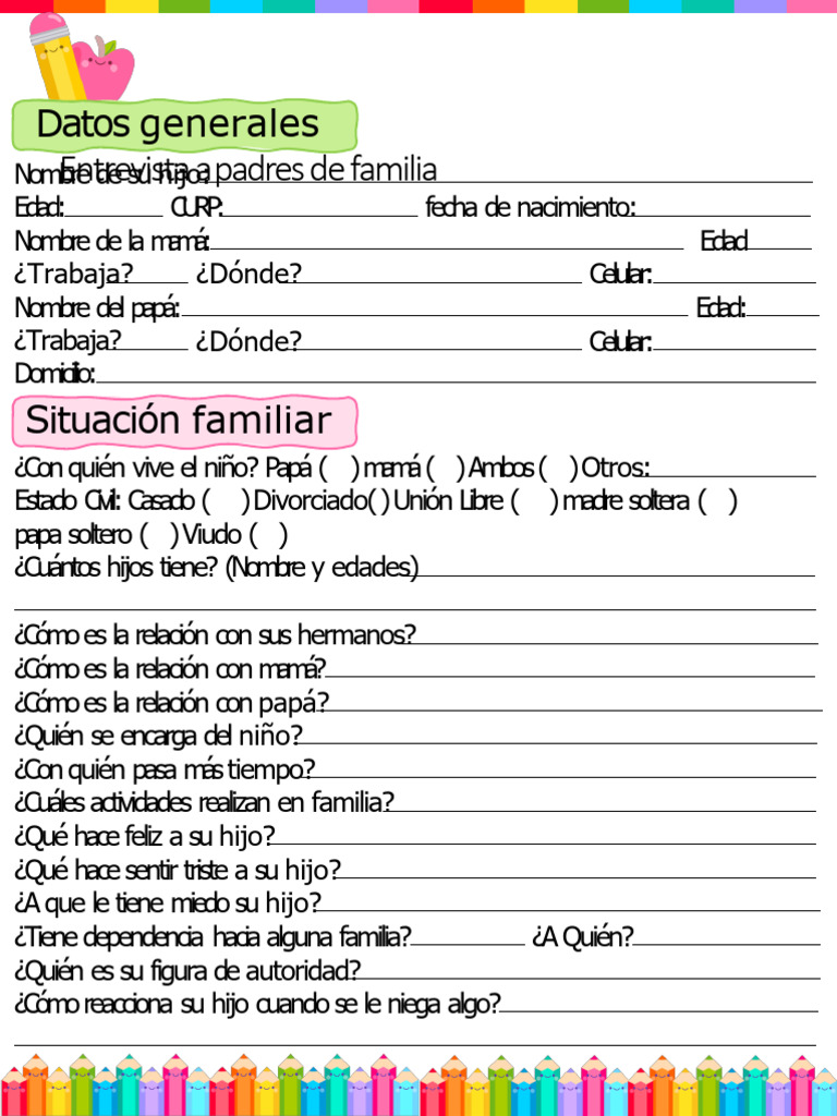 ENTREVISTA PADRE DE FAMILIA | PDF
