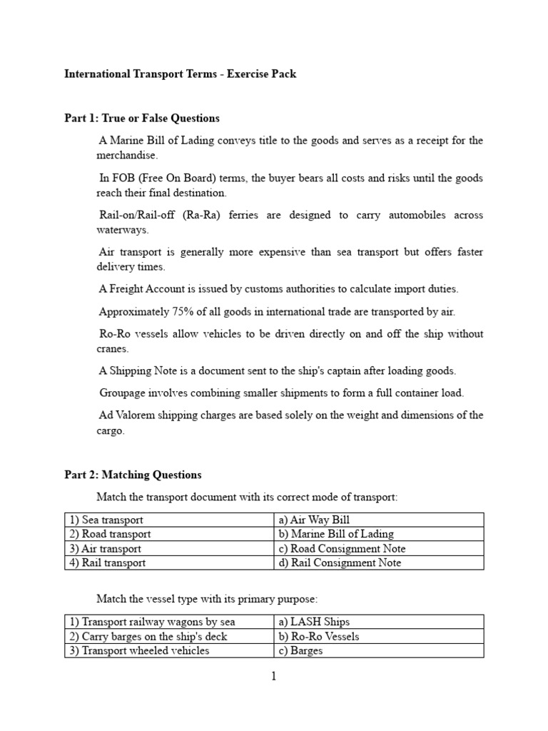 International Transport Document Guide | PDF | Cargo | Bill Of Lading