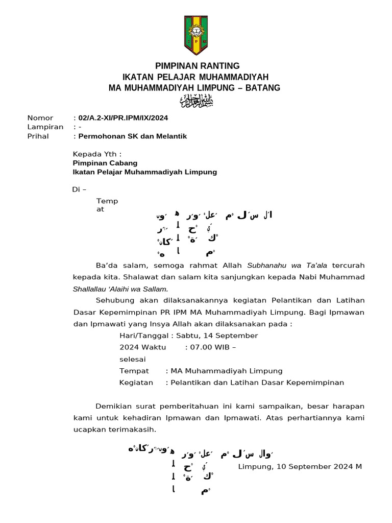 Pelantikan dan Latihan Dasar IPM Limpung | PDF