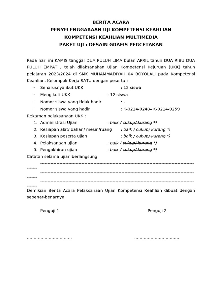 (Contoh) Berita Acara | PDF