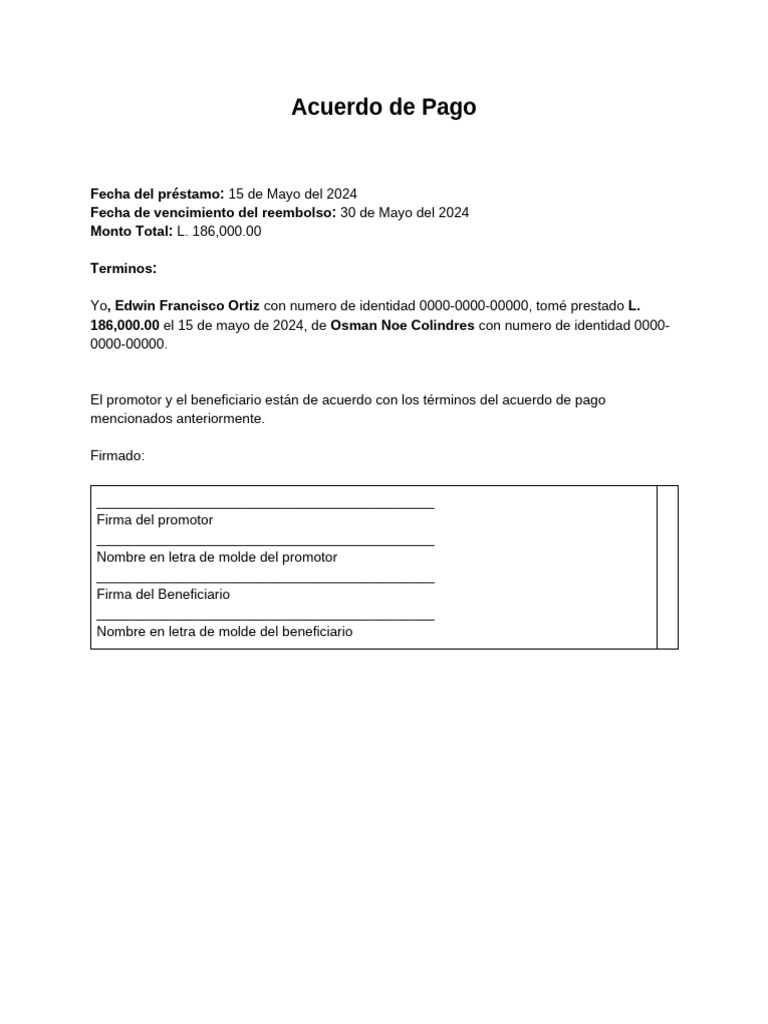 Plantilla Formato Pagare | PDF