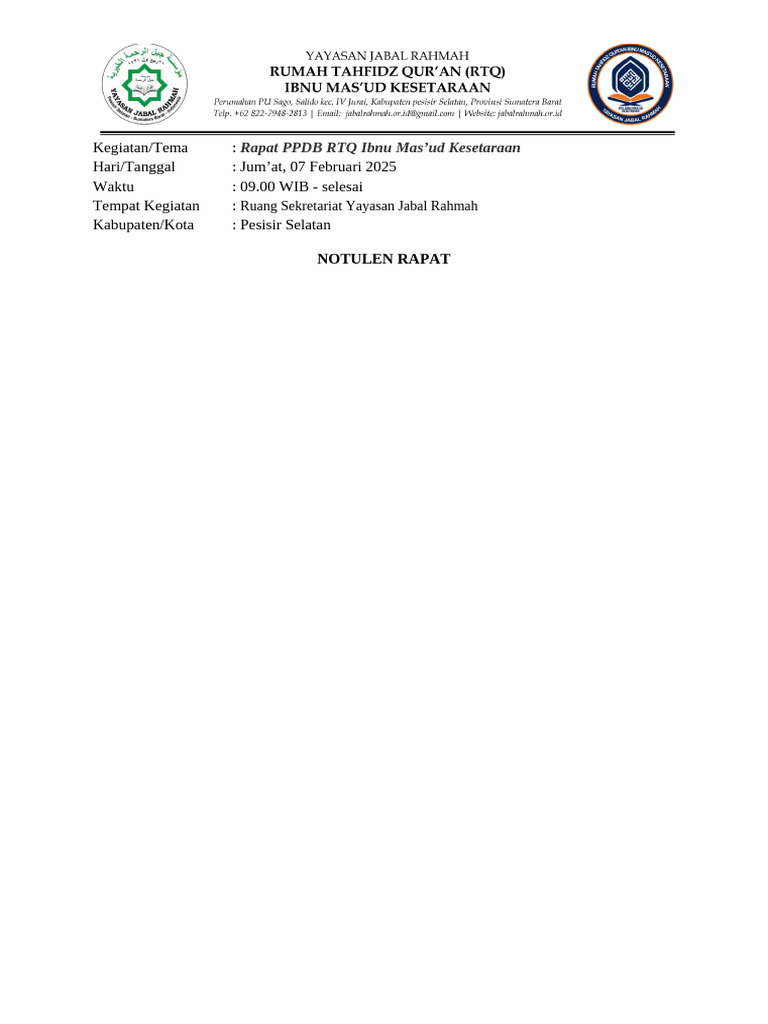 Notulen Rapat RTQ | PDF