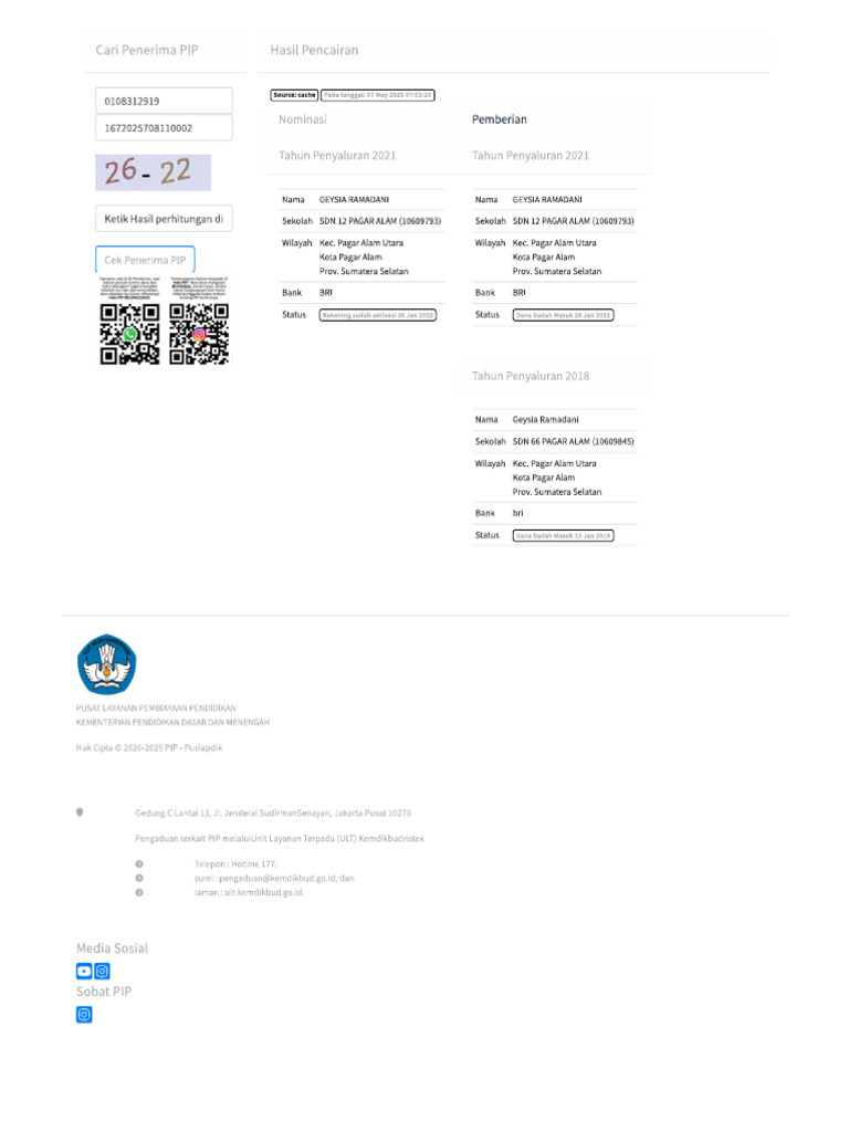 data salur PIP Echa | PDF