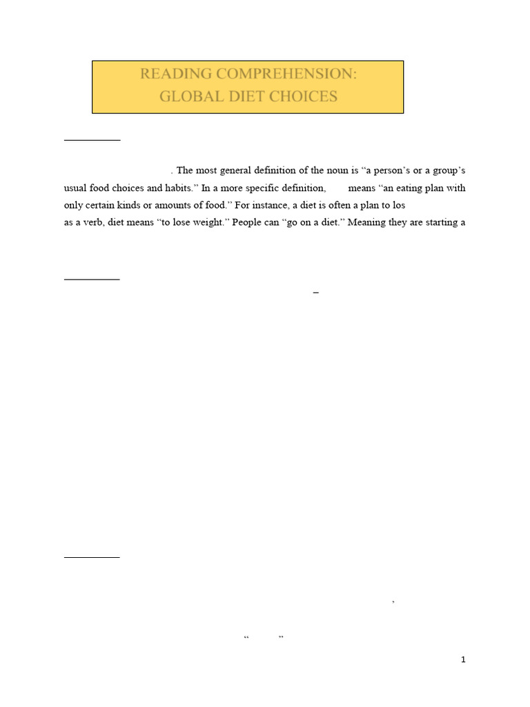 Global Diet Choices Explained | PDF | Fast Food | Foods