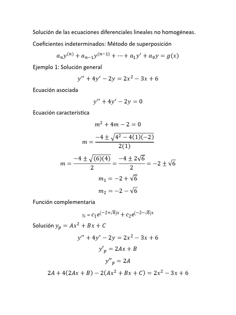 Solución de las ecuaciones diferenciales lineales no homogéneas 1 | PDF