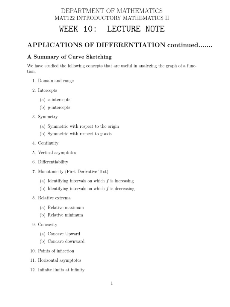 Curve Sketching and Inflection Points | PDF | Asymptote | Integral