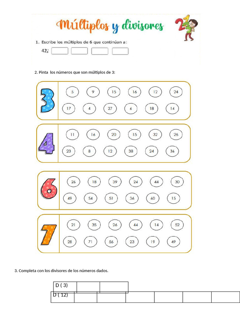 Actividad Repaso Multiplos y Divisores | PDF