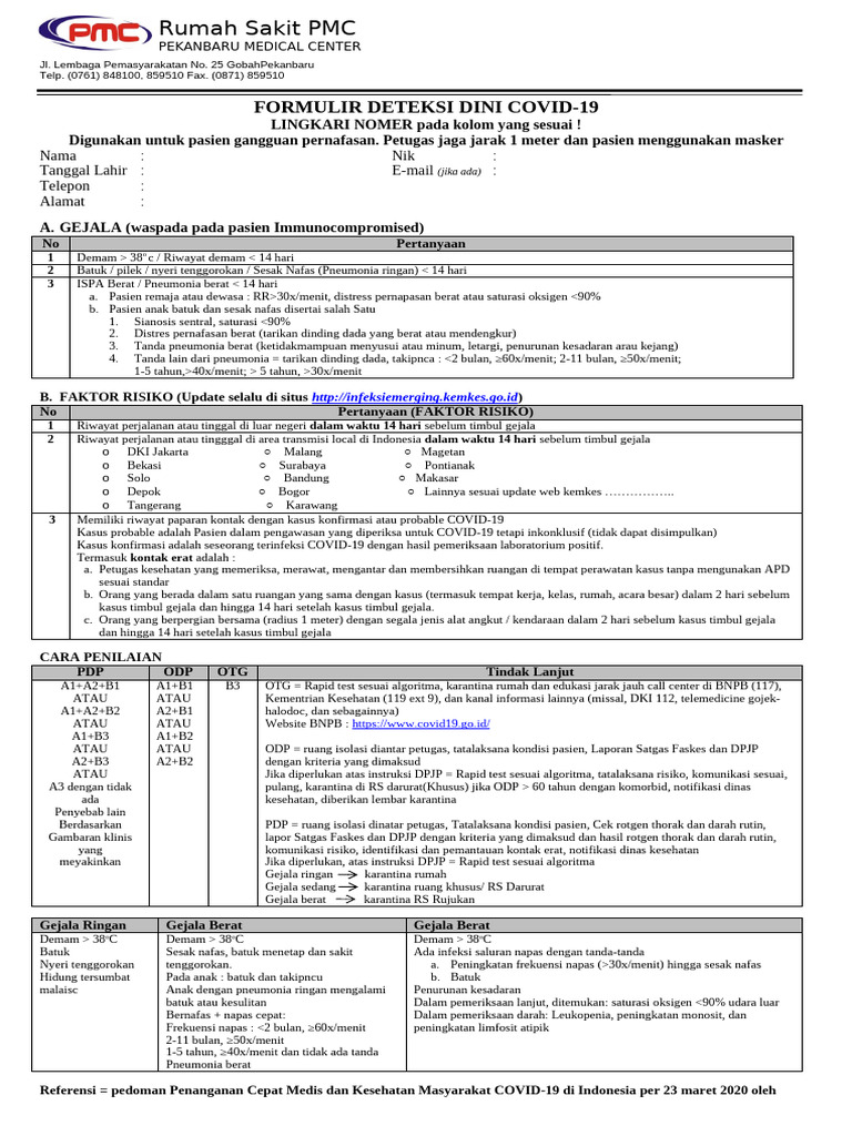 Formulir Triase Covid19 | PDF
