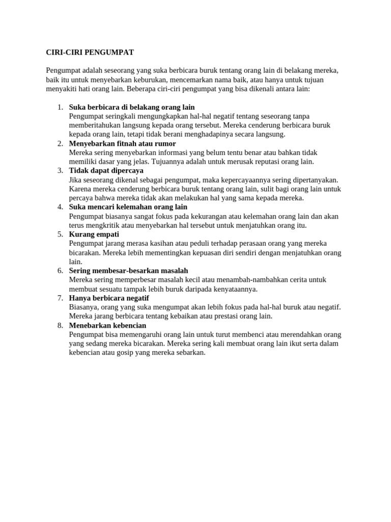 Ciri Ciri Pengumpat | PDF