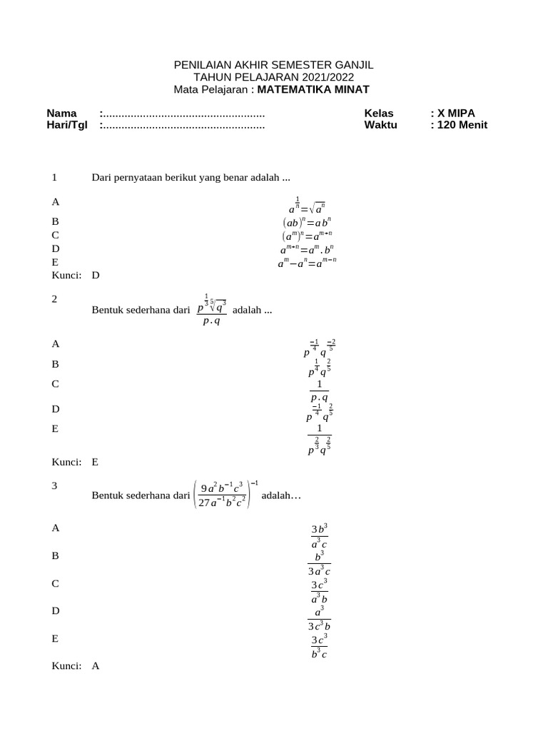 10 Mipa - Matematika Minat | PDF