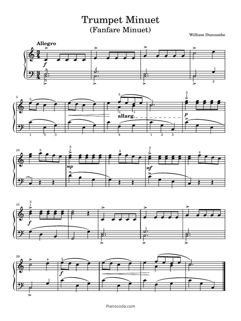 Trumpet Minuet by William Duncombe | PDF