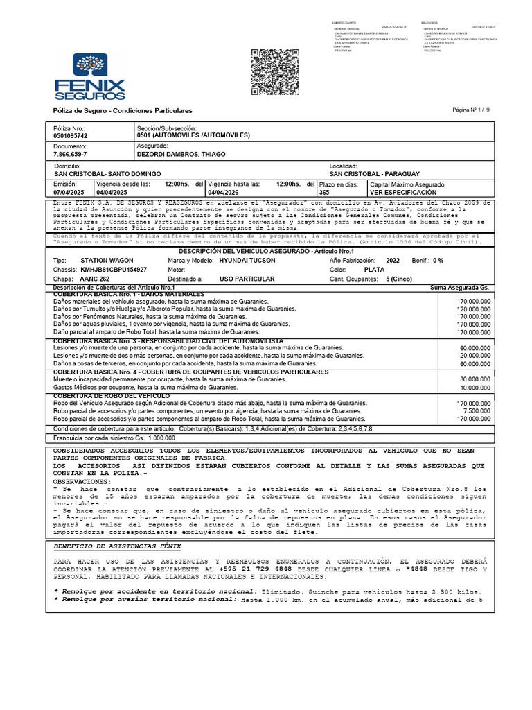 poliza thiago | PDF | Póliza de seguros | Seguro