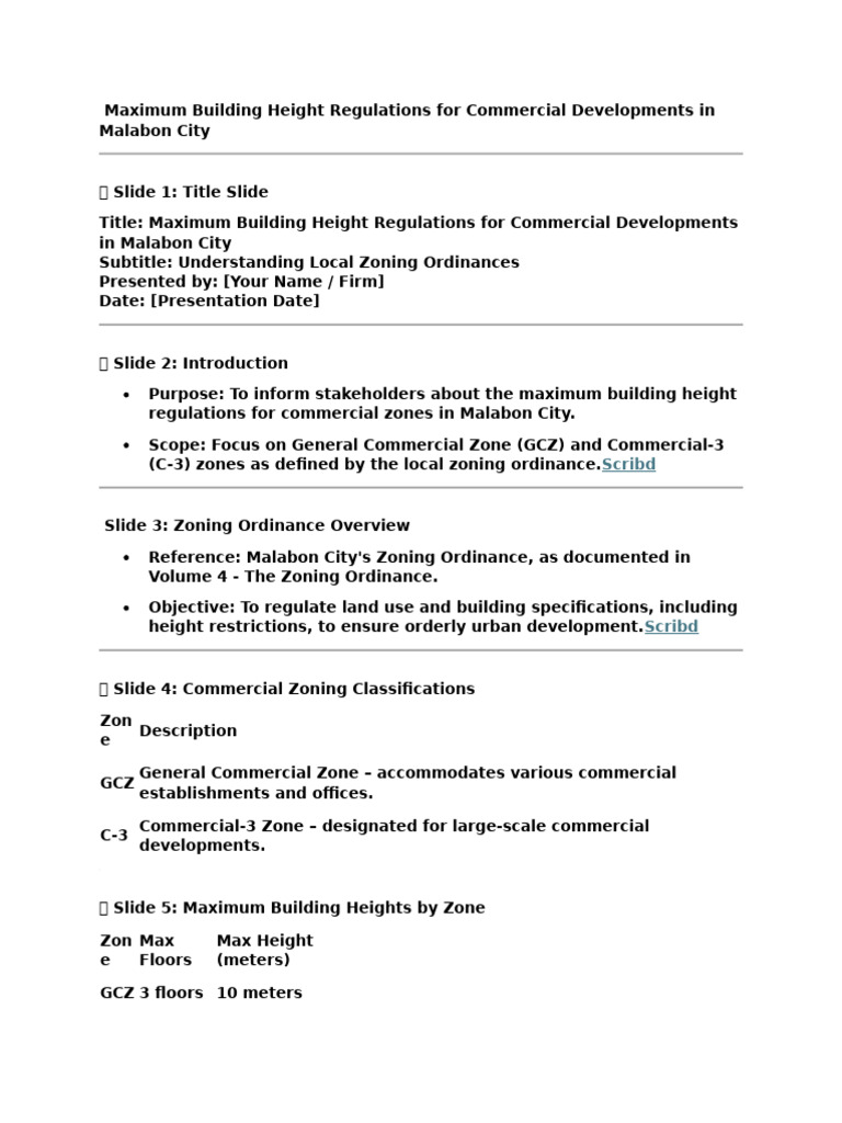 ? Maximum Building Height For Commercial Developments in Malabon City ...