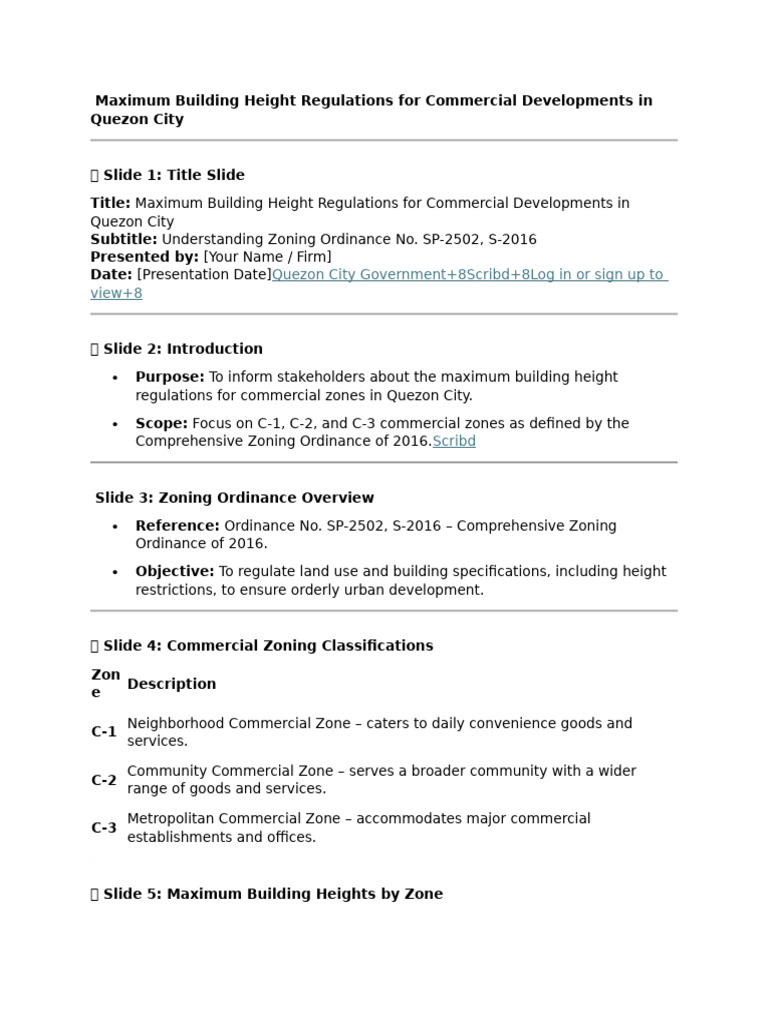 ? Maximum Building Height For Commercial Developments in Quezon City ...