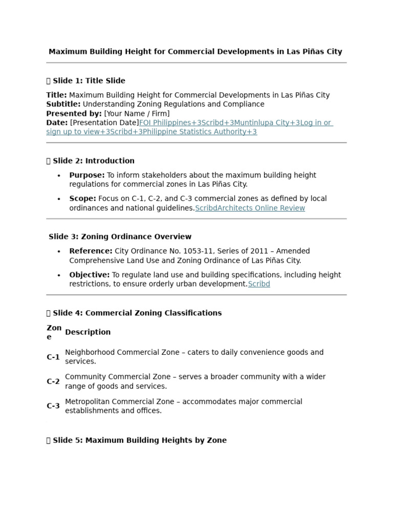 Max Height for Commercial Buildings in Las Piñas | PDF | Zoning