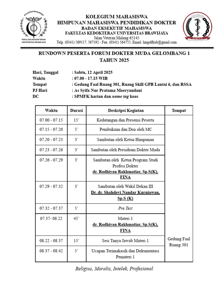 Rundown Peserta Acara Forum DM 2025 Batch 1 | PDF