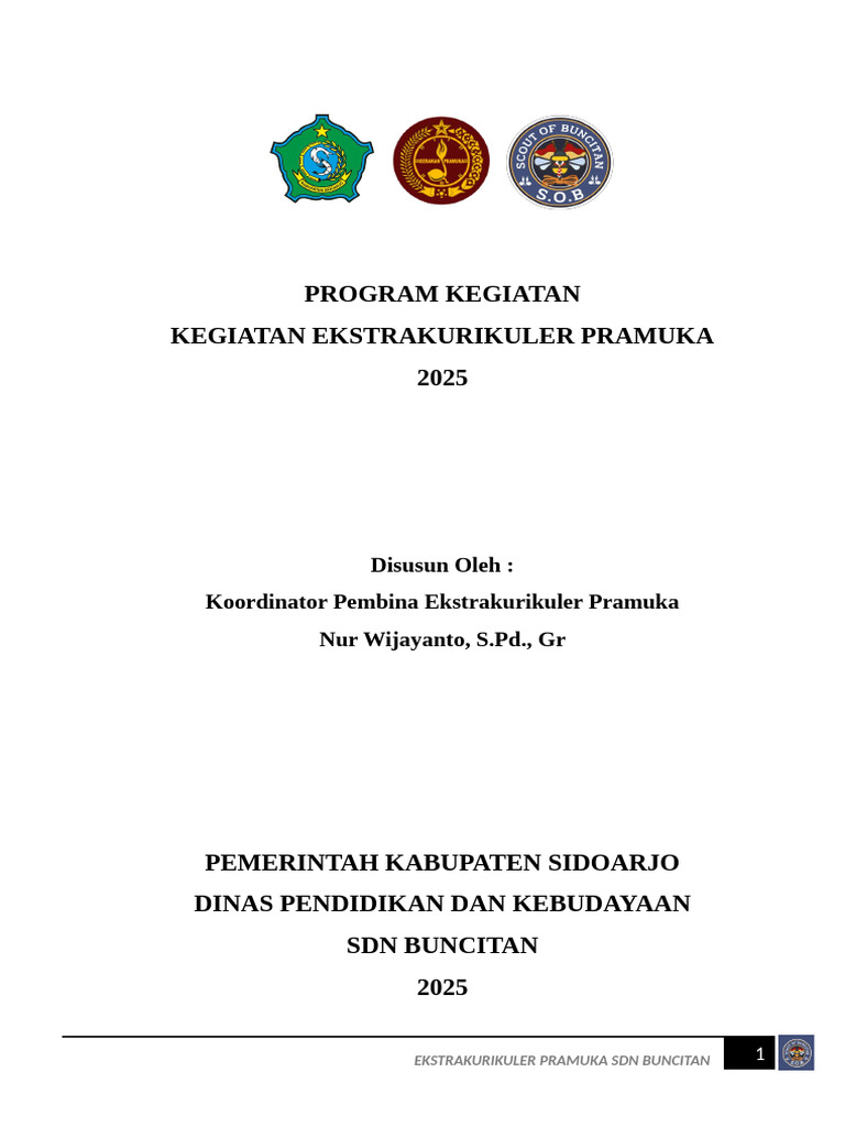 Program Kerja Ekstrakurikuler Pramuka 2025 | PDF