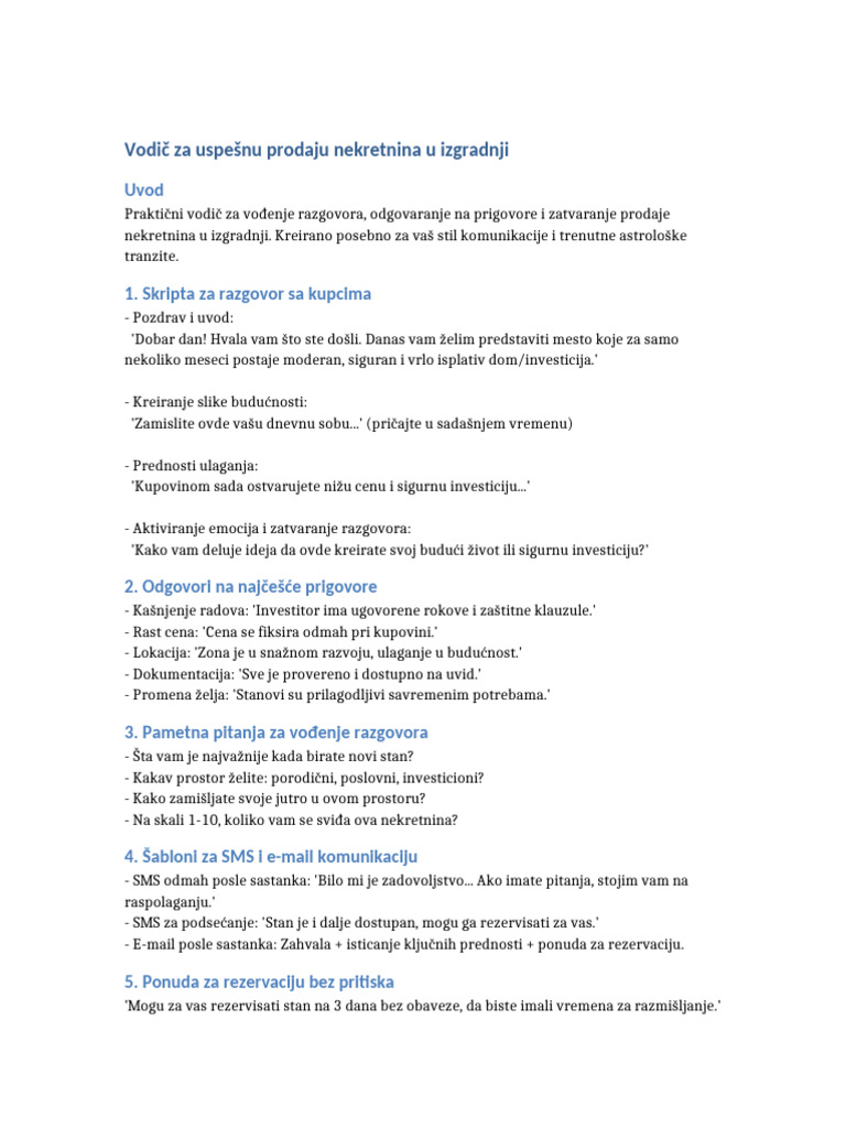 Vodic Prodaja Nekretnina | PDF