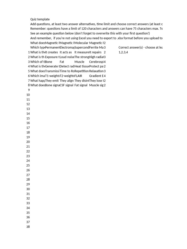 Updated Kahoot Quiz Template | PDF