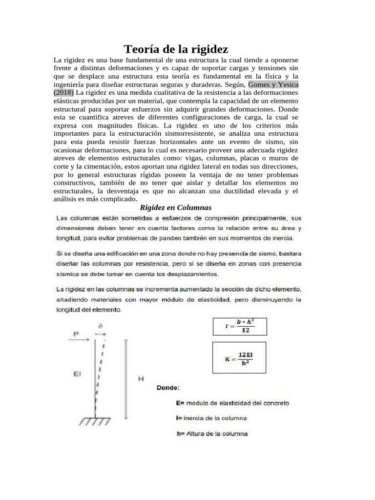 Teoría de la Rigidez en Estructuras | PDF | Rigidez | Física Aplicada e ...