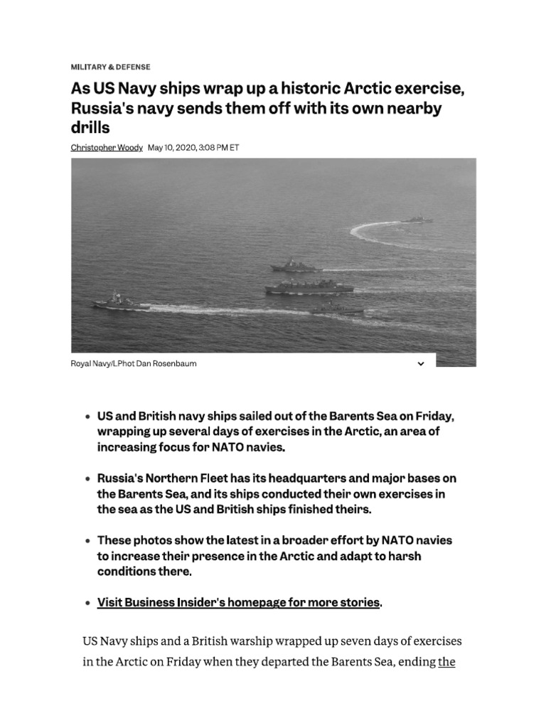 As US Navy Ships Wrap Up A Historic Arctic Exercise | PDF