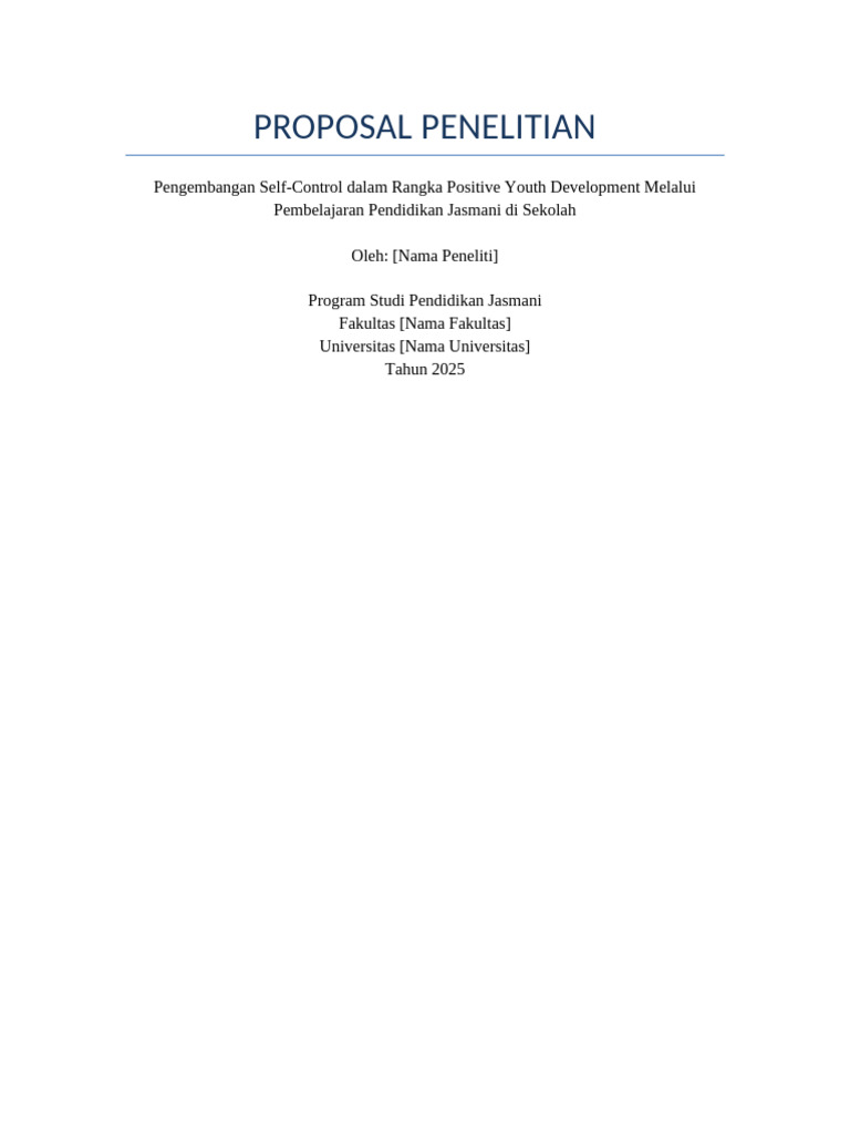 Proposal Revisi Final Self Control PYD | PDF