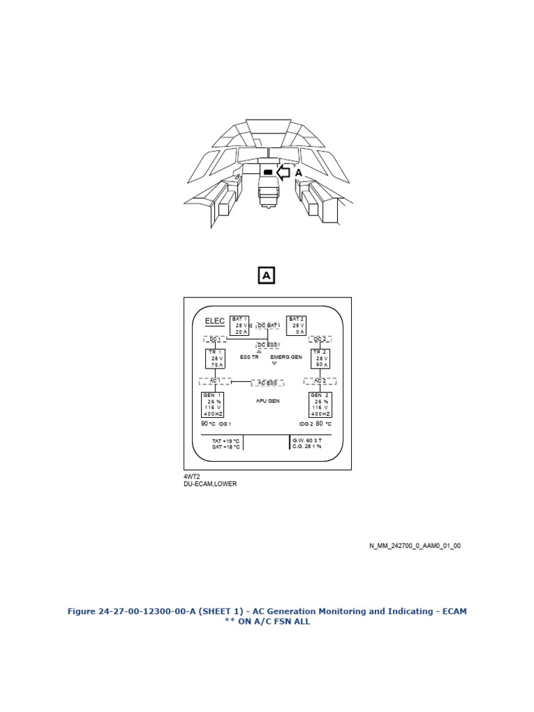 Figure 24-27-00-12300-00-A (SHEET 1) - AC Generation Monitoring and Indicating - ECAM On A/C FSN ...
