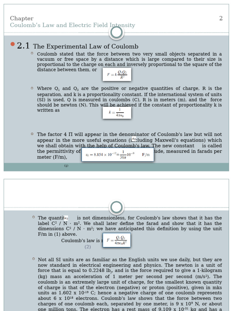 Engineering Electromagnetics Chapter 2 | PDF | Physics | Physical Quantities