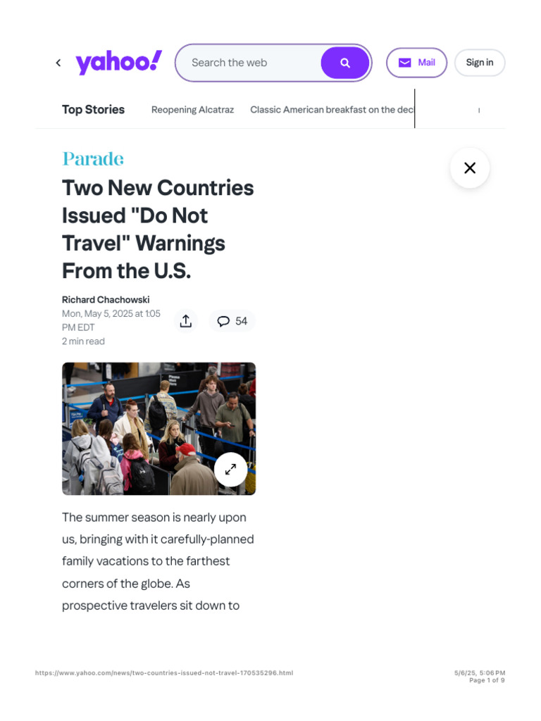 Two New Countries Issued "Do Not Travel" Warnings From The U.S. | PDF ...