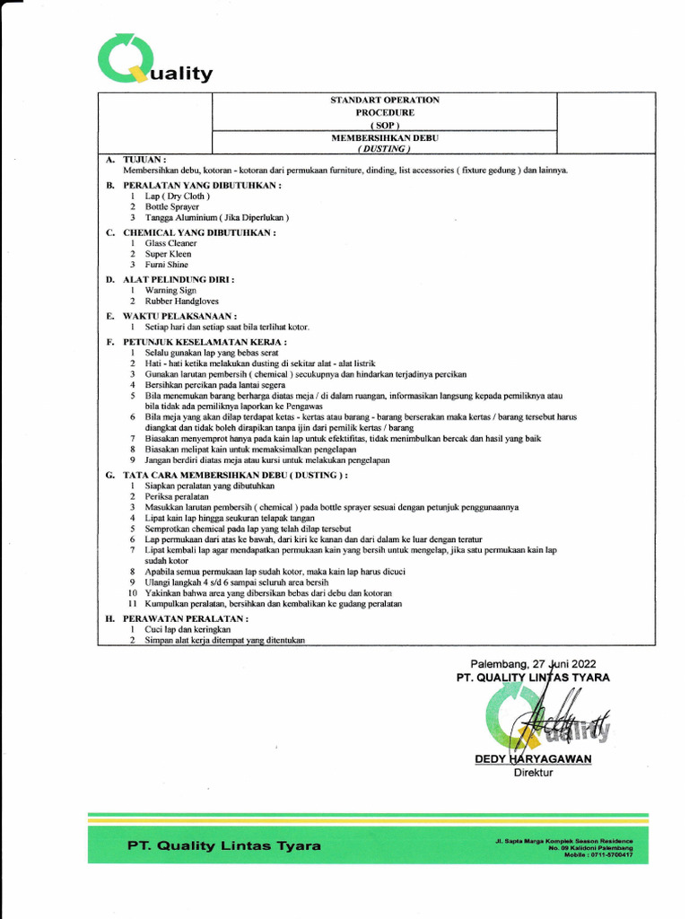 SOP Standar Operation Procedure | PDF