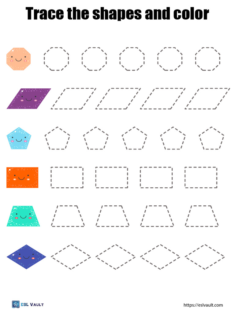 Shapes Tracing and Color 2 | PDF