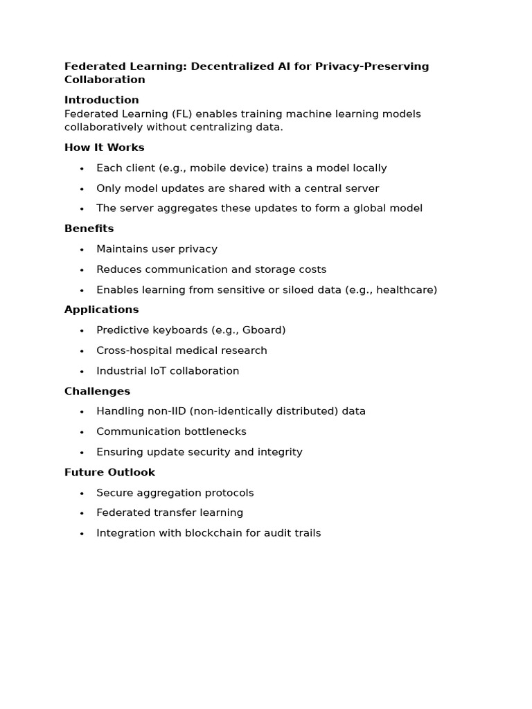 Federated Learning Decentralized AI For Privacy-Preserving ...
