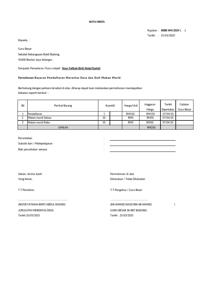 Tuspa Nota Minta | PDF
