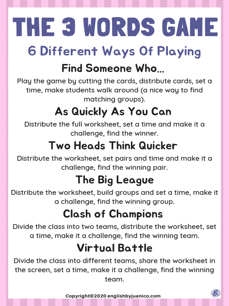 The 3 Words Game: Play Variations | PDF