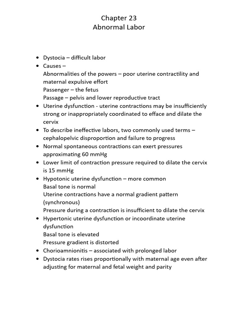 Chapter 23 Abnormal Labor | PDF | Childbirth | Obstetrics
