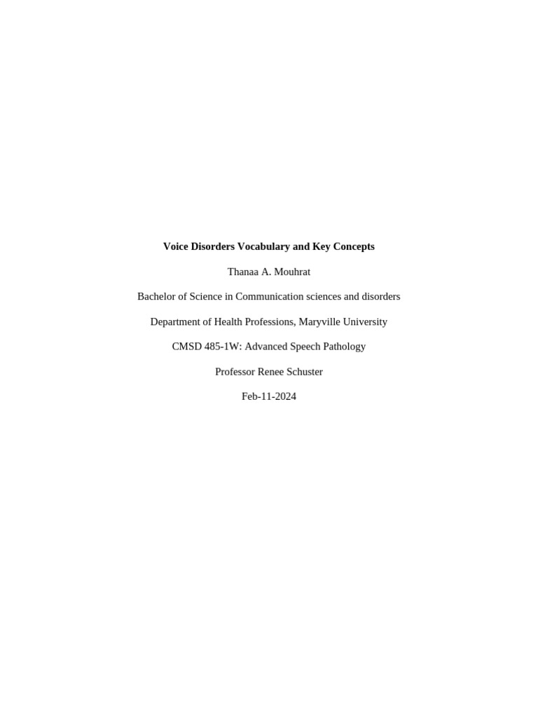 Voice Disorders Vocabulary and Key Concepts | PDF | Larynx | Human Voice