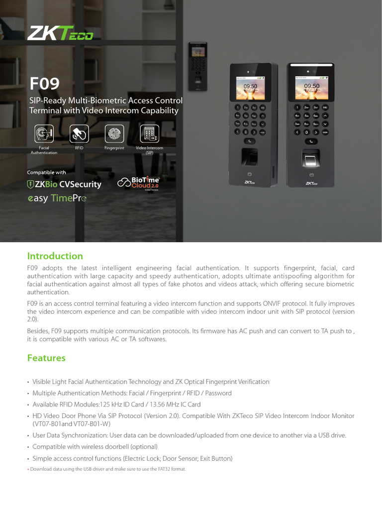 F09 Biometric Access Control Terminal | PDF | Access Control ...