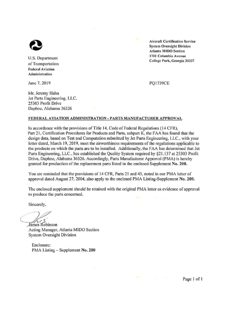 PARTES - PMA - Supplementos-A200 | PDF | Civil Aviation | Federal ...