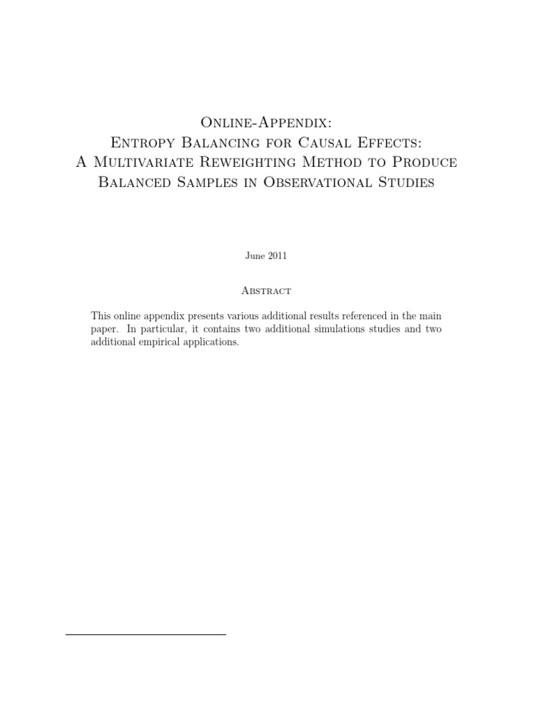 Hainmueller 2012 Entropy Balancing For Causal Effect | PDF | Mean ...
