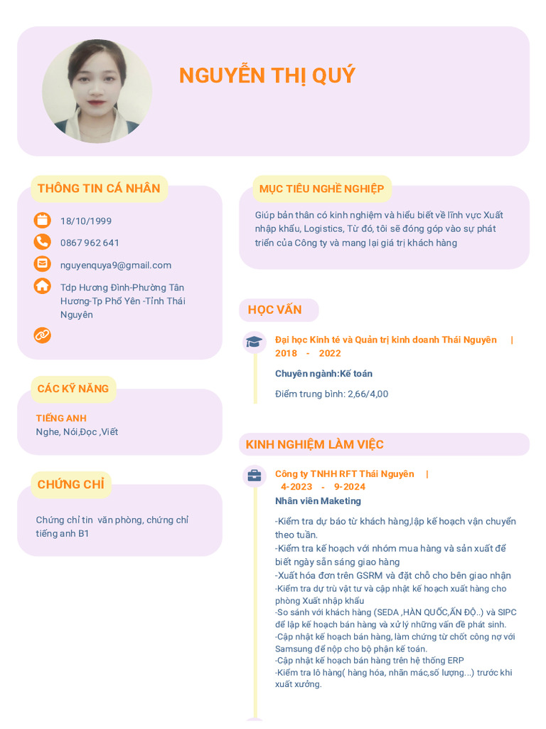 NGUYEN-THI-QUY-CV TIẾNG VIỆT | PDF