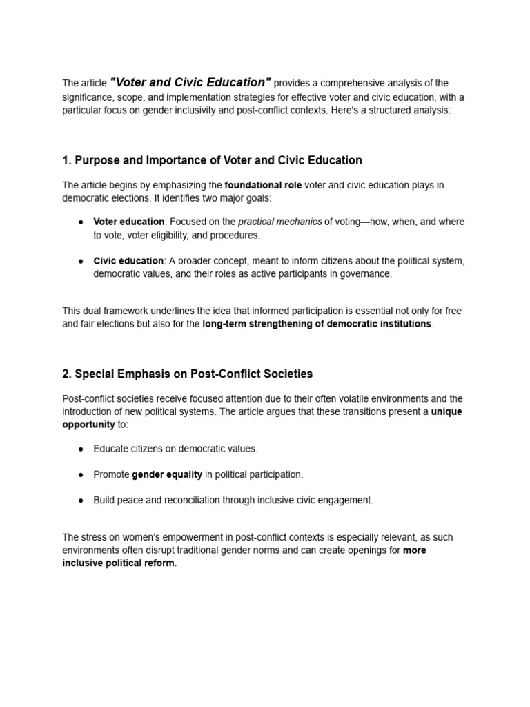 Analysis On Voter and Civic Education | PDF | Democracy | Political Ideologies