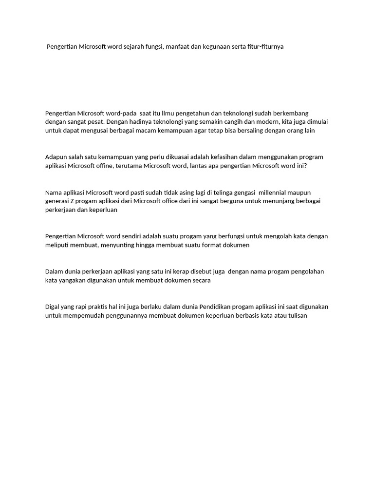 Pengertian Microsoft Word Sejarah Fungsi | PDF