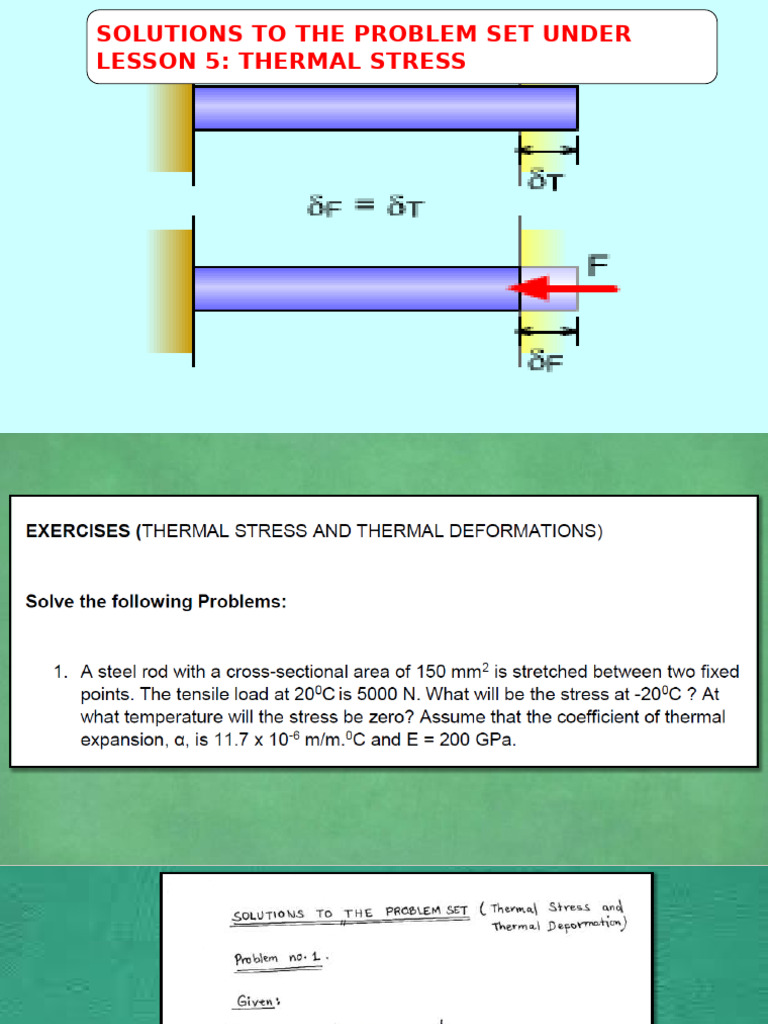 18.1 EMech 3 Solutions To The Problem Set Under Lesson 5 Thermal Stress | PDF