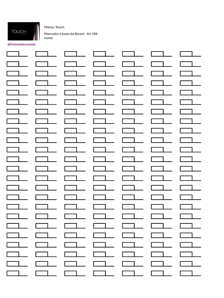 Tabela de Cores - Touch 168 Cores | PDF