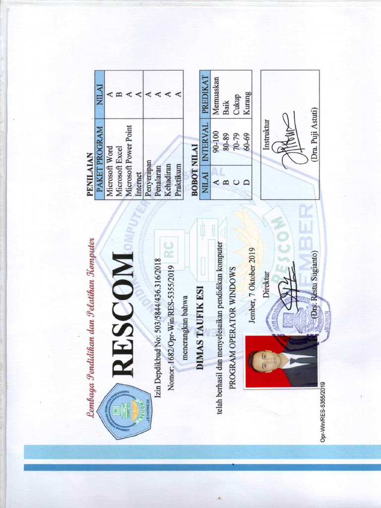SERTIFIKAT COMPUTER | PDF