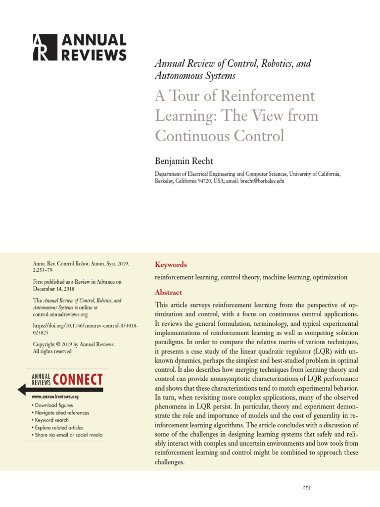 2019_RL_Control_Review | PDF | Machine Learning | Applied Mathematics
